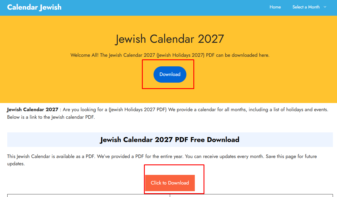 Jewish Calendar 2027 Free - Jewish Holidays 2027 PDF Download ...